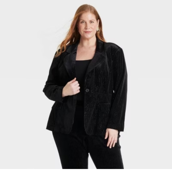 Ava & Viv | Jackets & Coats | Ava Viv Womens Black Velvet Blazer And ...